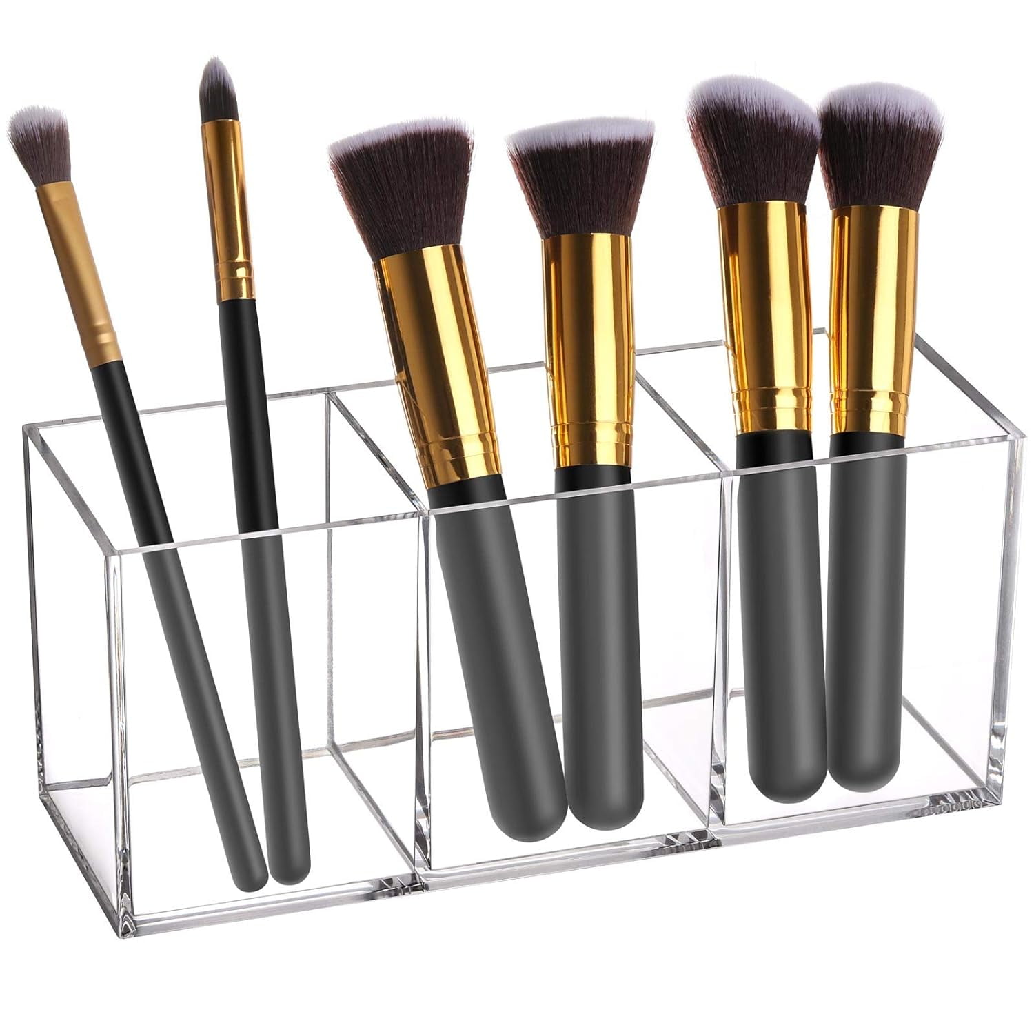 KUTGY Small Desk Clear Acrylic Organizer, Compact Makeup Brush Holder ...