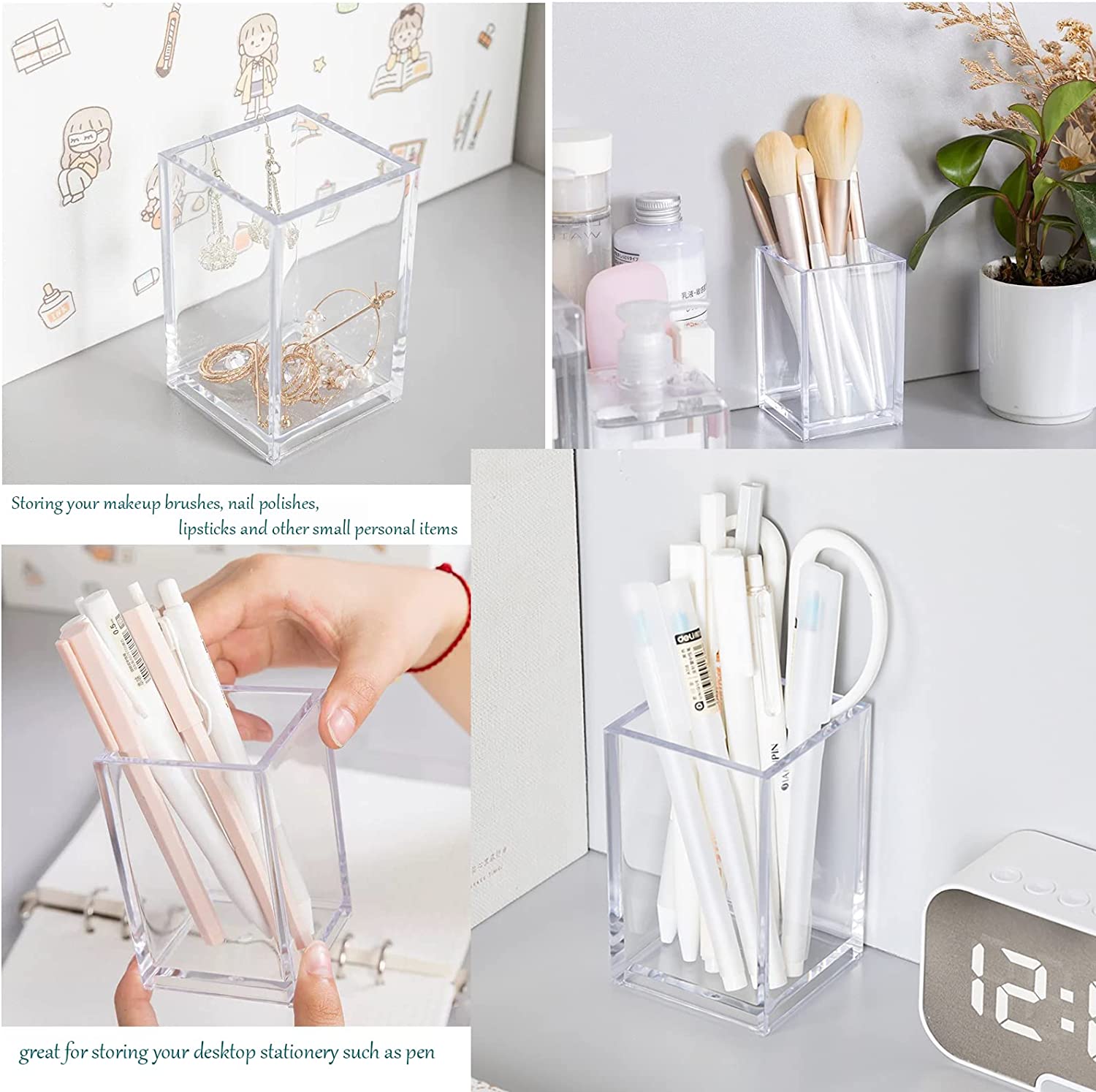Clear Makeup Brush Holders, Acrylic Pen Holder, Eyebrow Stationery ...
