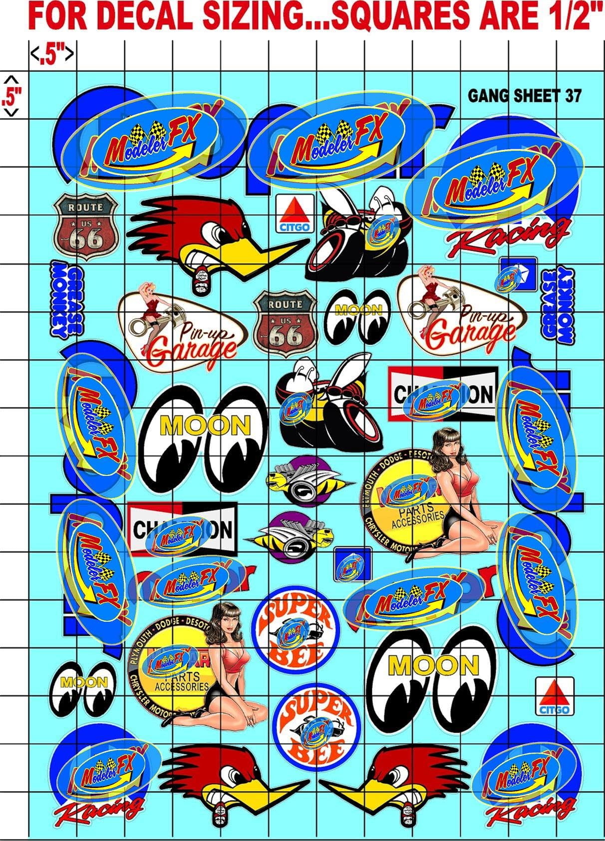 Clear Matte Vinyl Sticker Variety Sheet 37 Variety - 1/12 to 1/10th ...