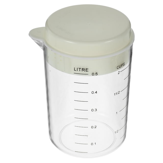 Clear Measuring Cup with Lid 1 Set Reusable Plastic Milk Measuring Cup ...