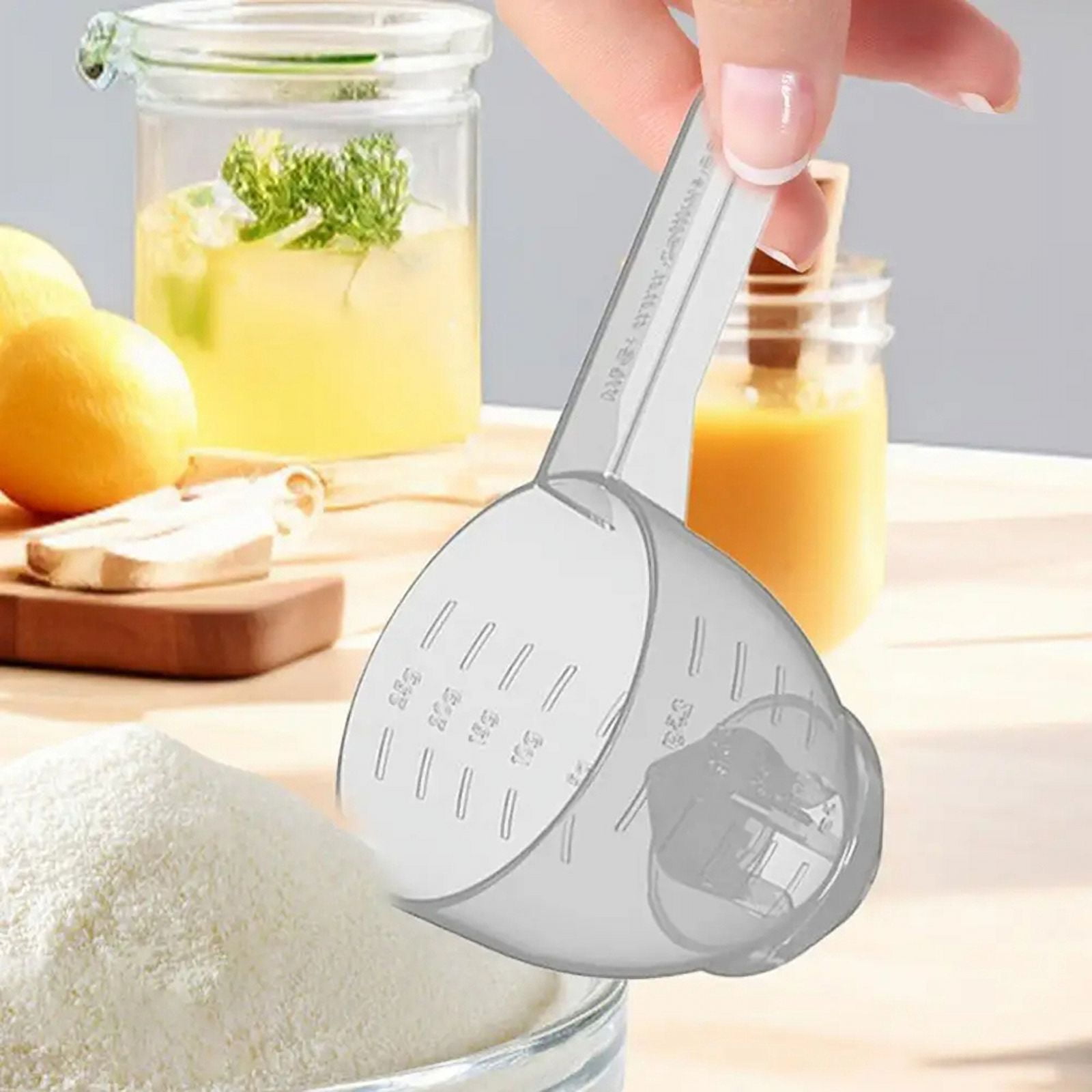 Clear Measuring Cups and Spoons Multipurpose Mixing Measurement Scales ...
