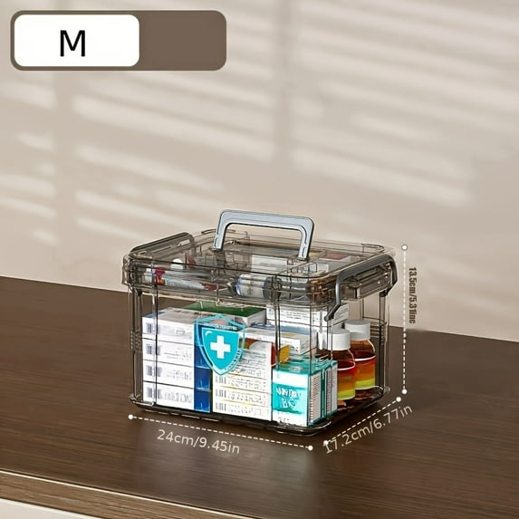 Clear Medicine Organizer Storage Box with Tray, Plastic First Aid Box ...