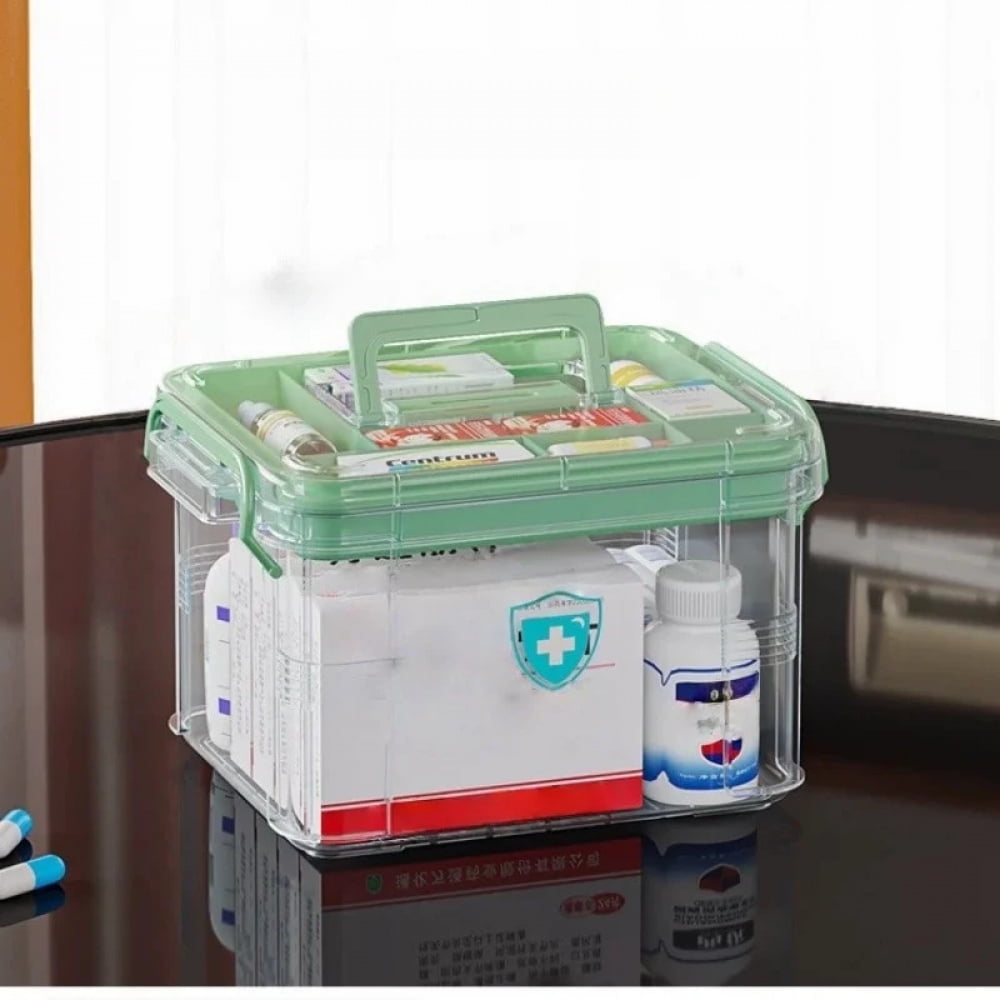 Clear Medicine Organizer Storage Box with Tray, Thickened Medicine ...