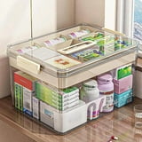 Clear Medicine Storage Box with Handle, 1/2 Counts Transparent Large ...