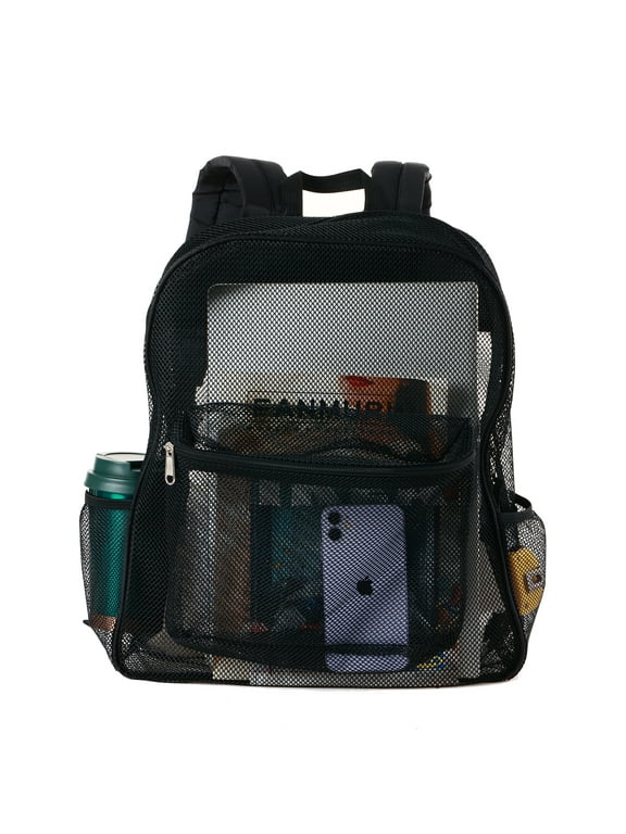 Bravo! Mesh Transparent See Through Backpack - Black - Walmart.com