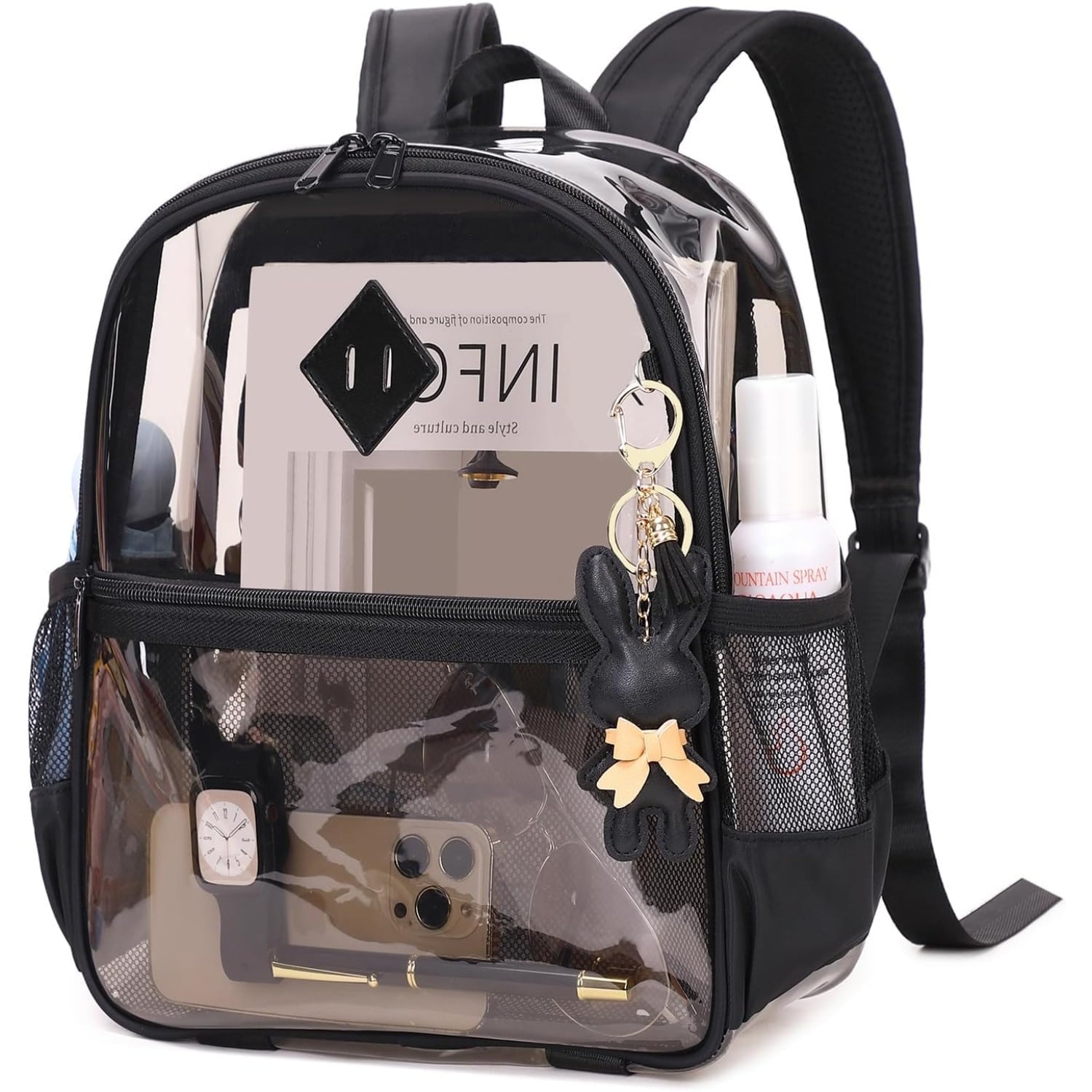 Clear Mesh Backpack for Stadium Events Approved 12×12×6, Thick TPU Mini ...