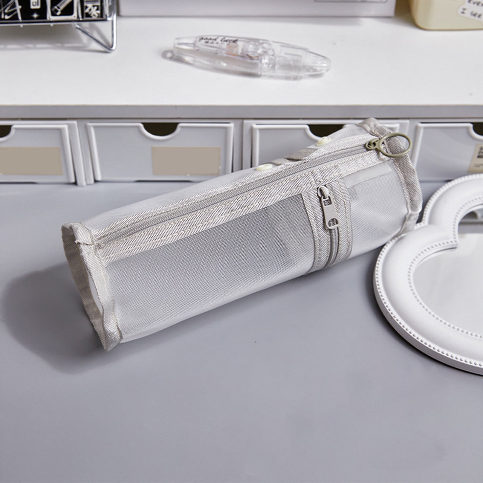 Clear Mesh Large Capacity Pencil Case, Minimalist Japanese Style ...