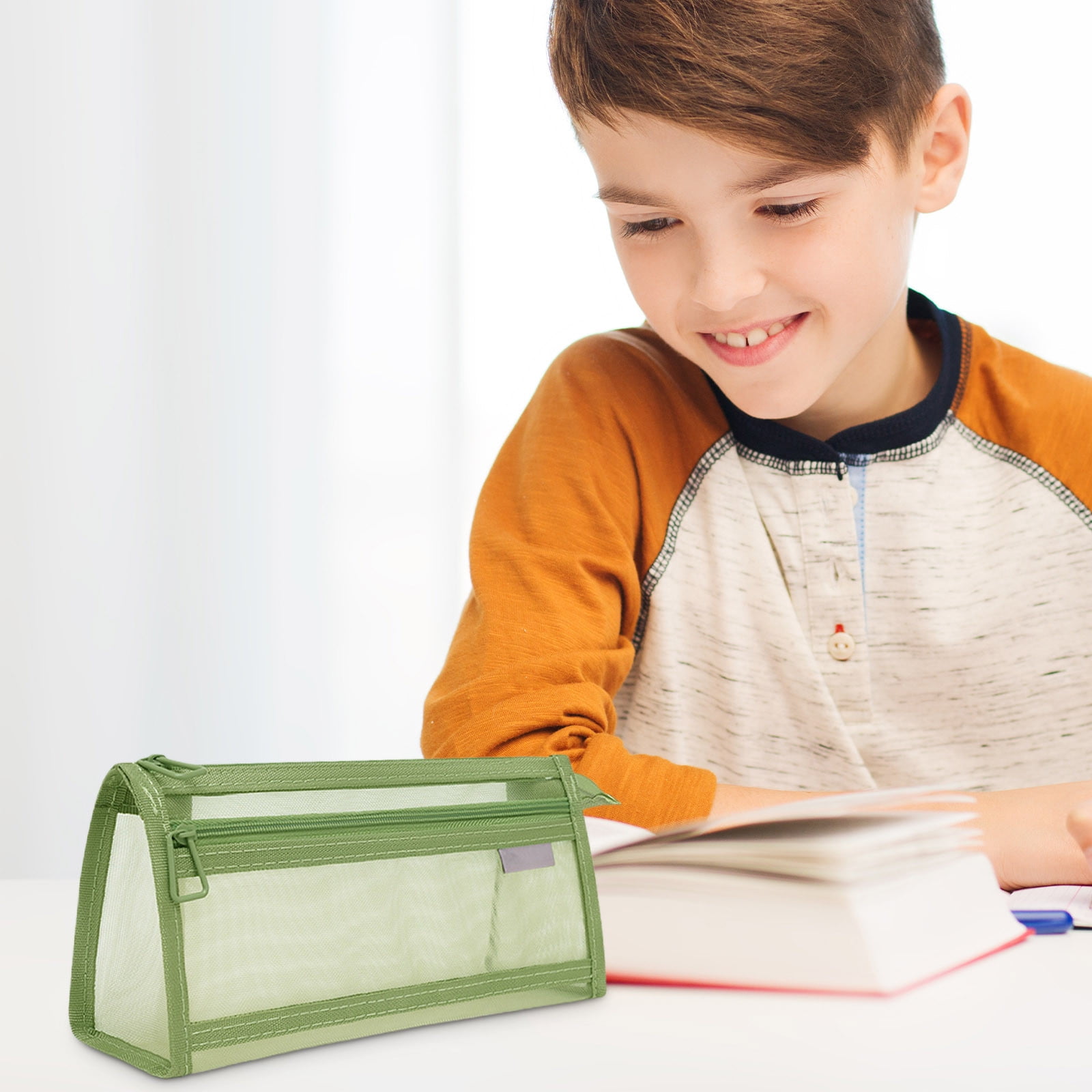 Clear Mesh Pencil Case Pouch, Grid Pen Cases Organizer, Zipper ...