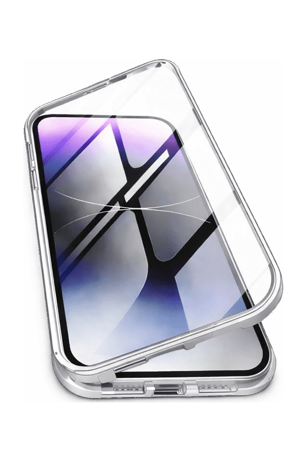 Clear Metal Frame Phone Case with Tempered Glass Screen Protector ...