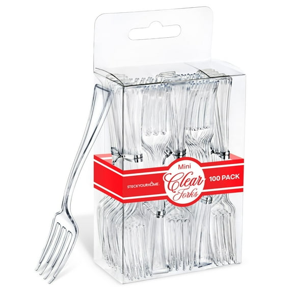 Clear Mini Forks 4 Inch, 100-ct Disposable Plastic Appetizer Forks ...