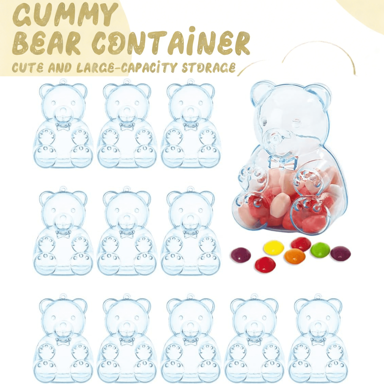 Clear Mini Gummy Bear Container 2.75inch - Plastic Cute Bear Shaped ...