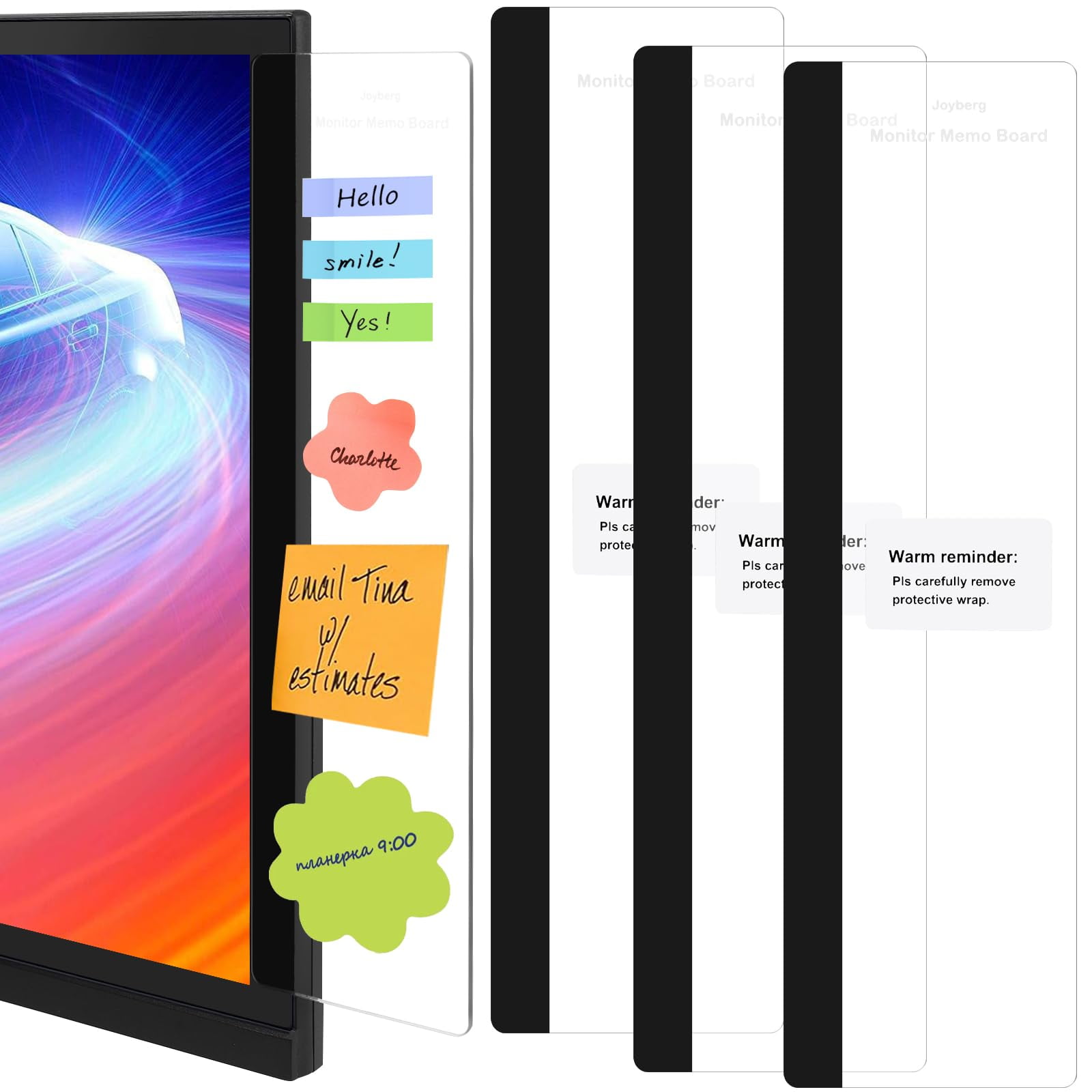 Clear Monitor Side Panel Memo Board, Sticky Note Holder for Office Desk ...