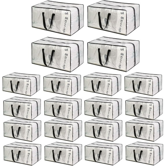 Clear Moving Bags - 20 Pack Extra Large Heavy Duty Storage Bags With ...