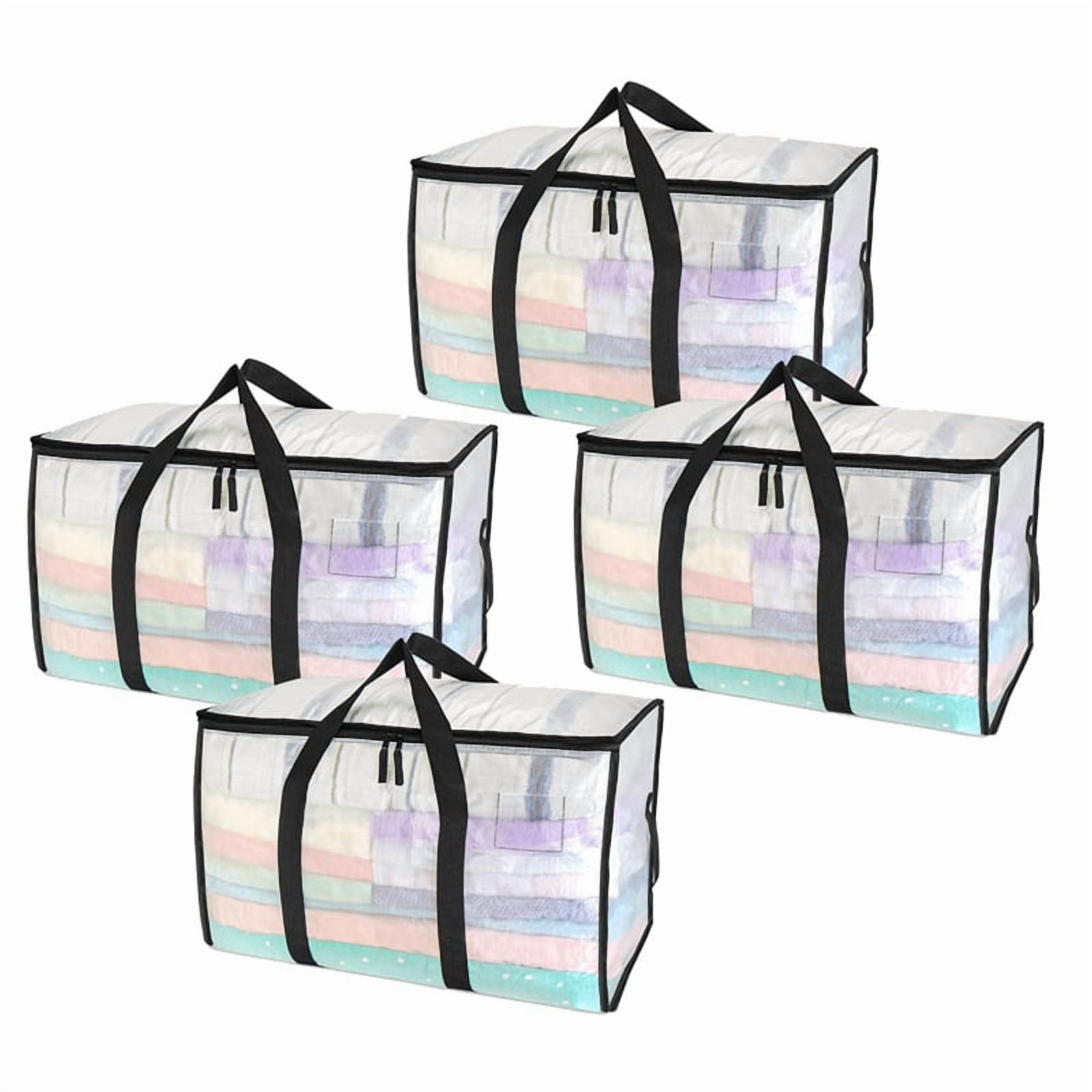 Clear Moving Bags Heavy Duty - 4 Pack 90L Storage Bags with Strong ...