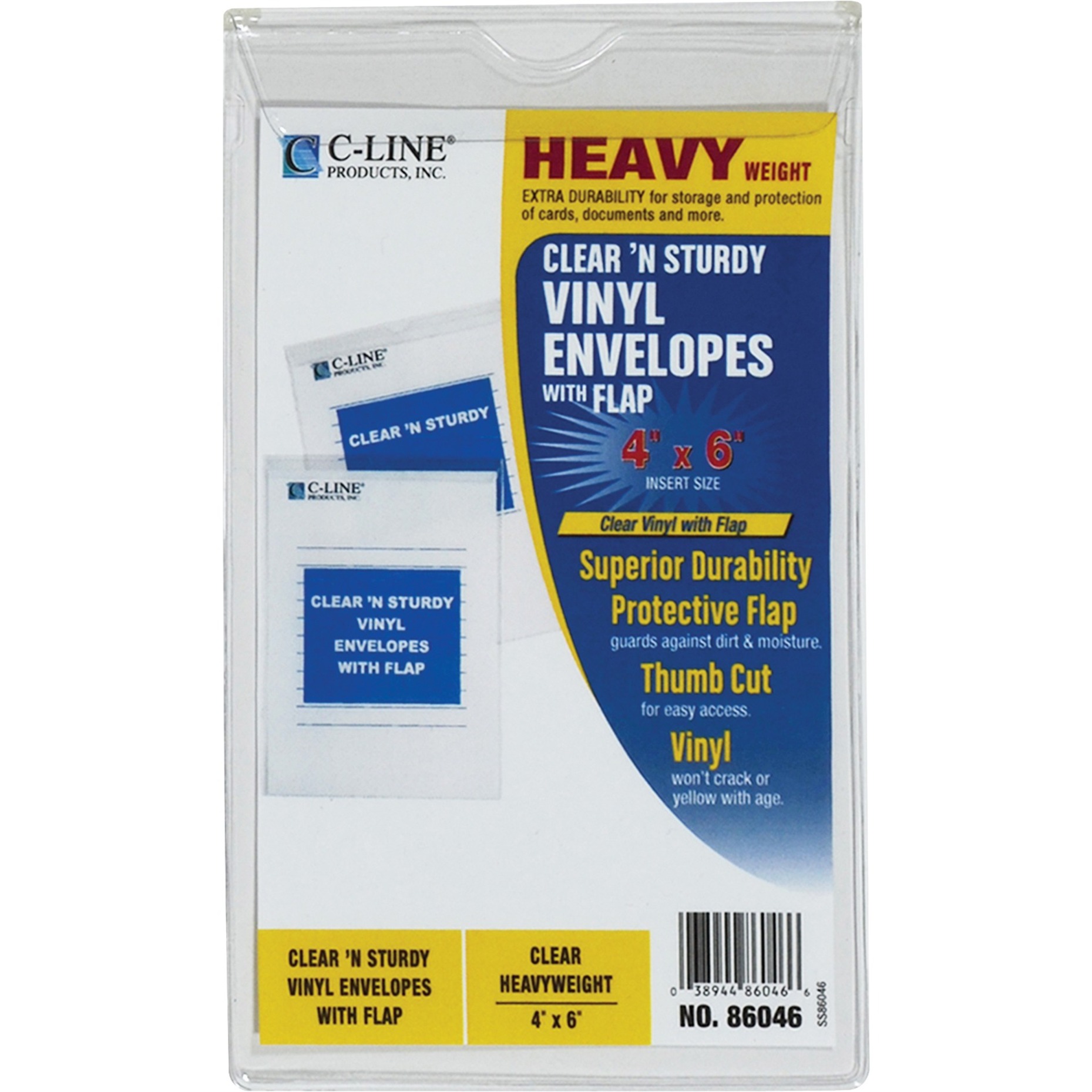 Clear 'N Sturdy Vinyl Envelopes with Flap, 4 x 6, 1/EA - Walmart.com