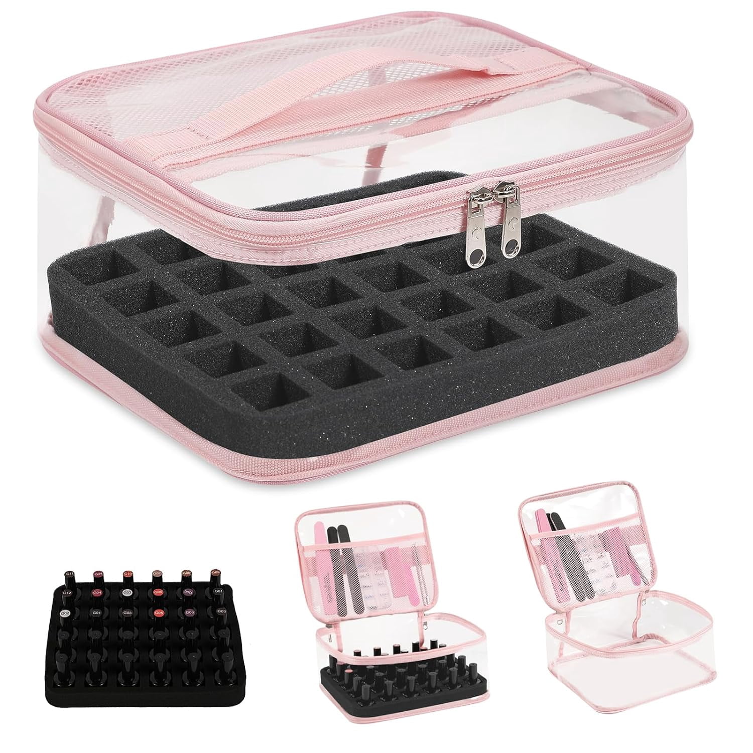 Clear Nail Polish Organizer Holds 30 Bottles PVC Nail Polish Case See ...