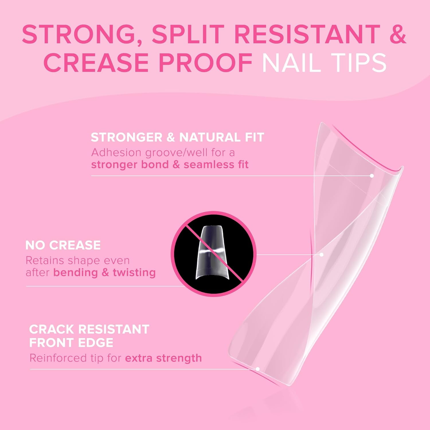 Clear Nail Tips Coffin (500 PCS - 10 Sizes) Easy Blend No C Curve Nail ...