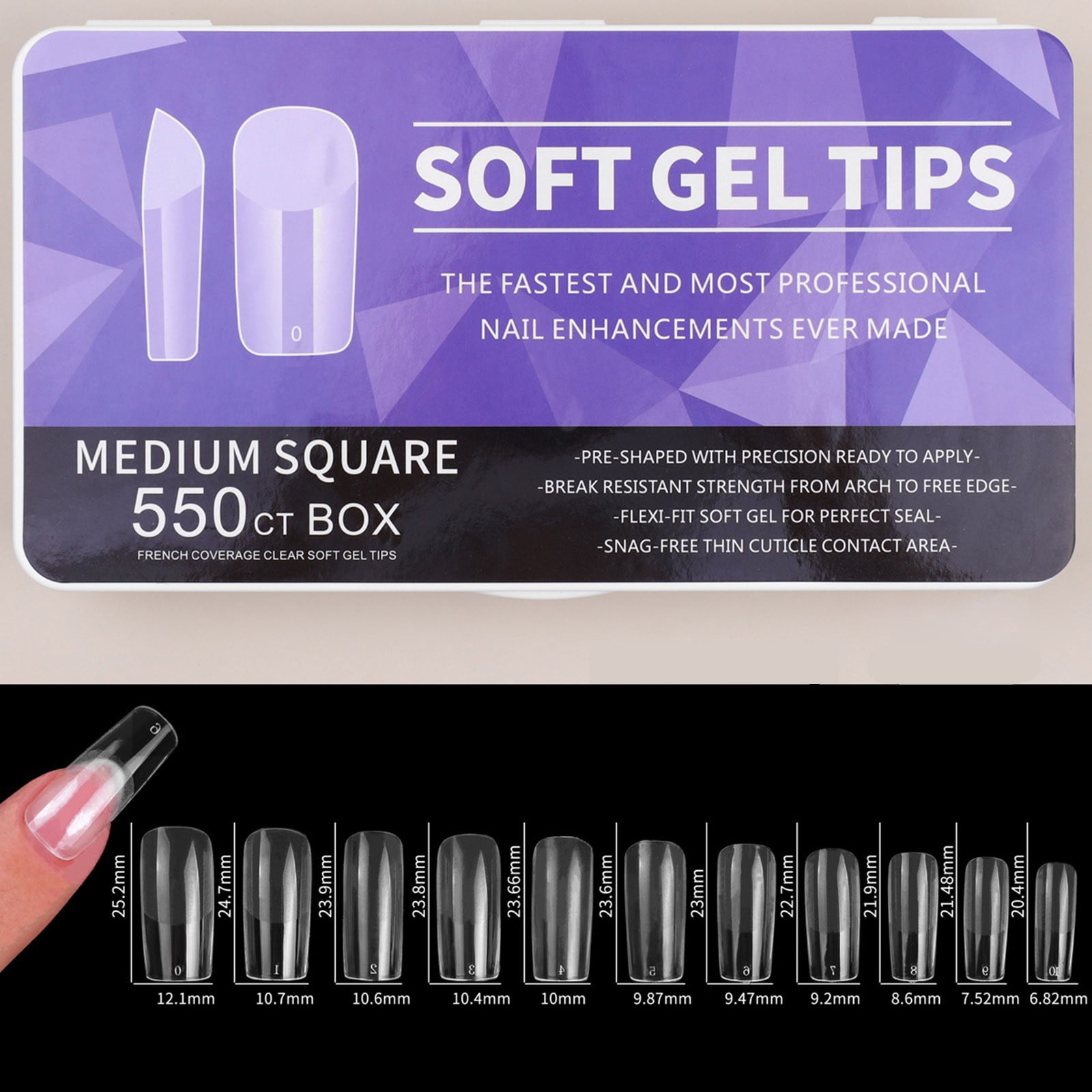 Clear Nails for Acrylic Full Nail Tips Short Acrylic Fingernails Extra Long Acrylic Nails ...