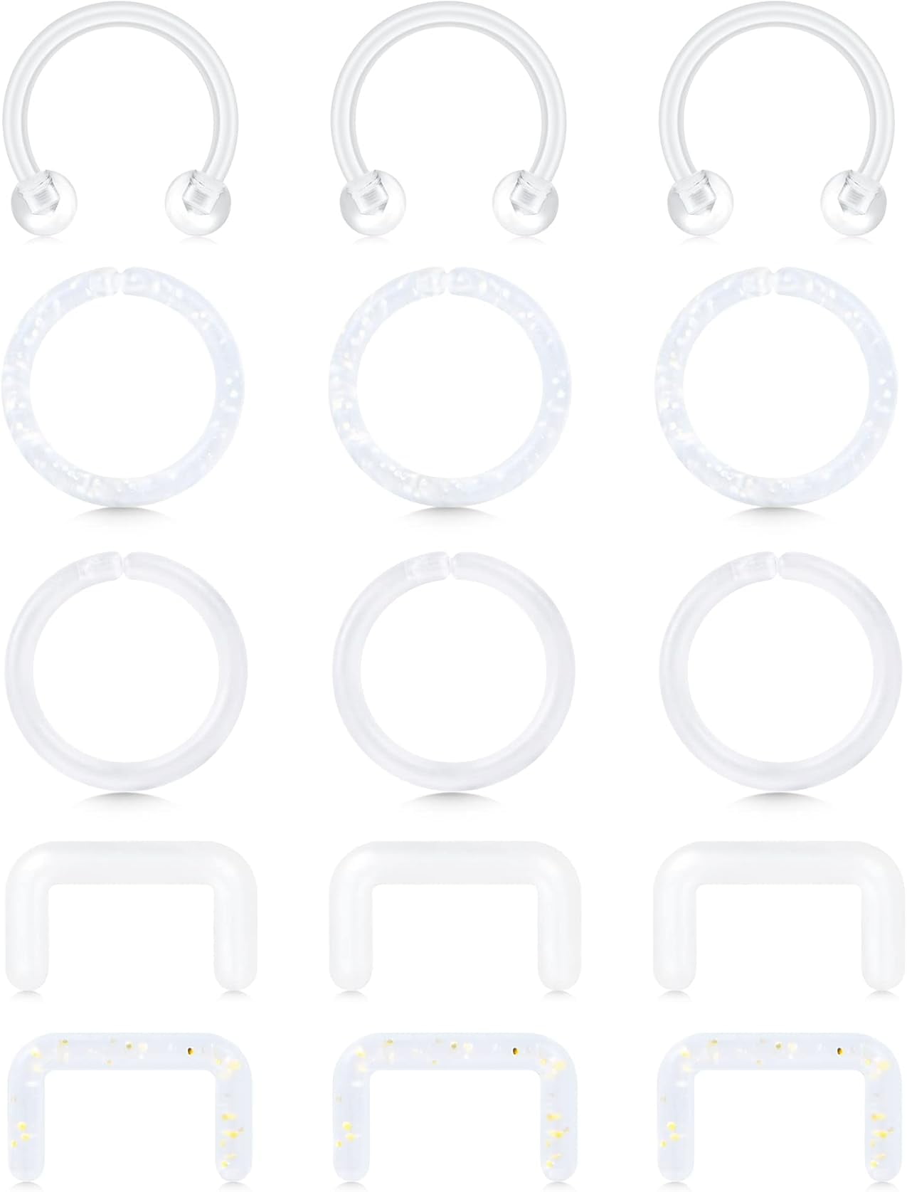 Clear Nose Rings Studs L Shape Piercing Retainer Flexible Nose Bone ...