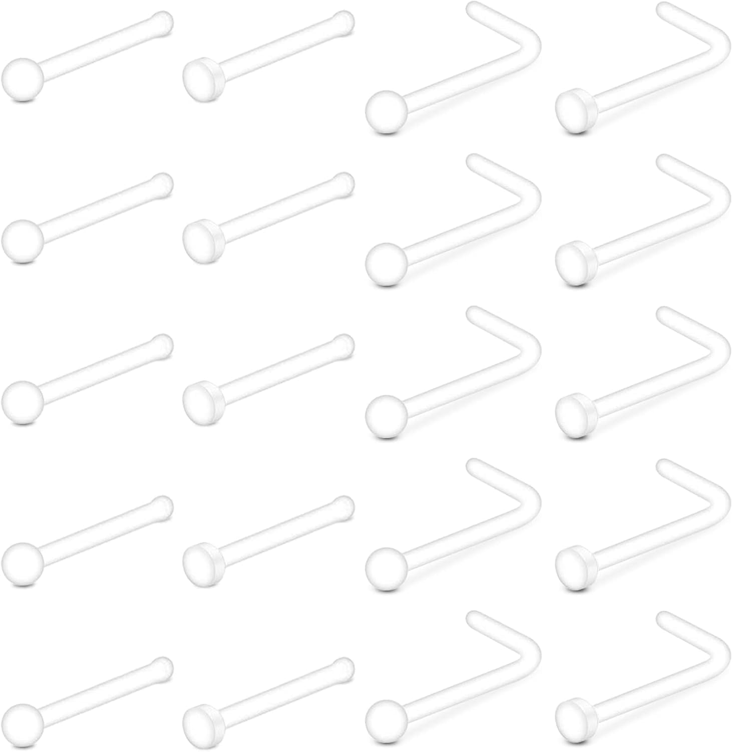 Clear Nose Rings Studs for Work Clear Piercing Retainer Horseshoe ...