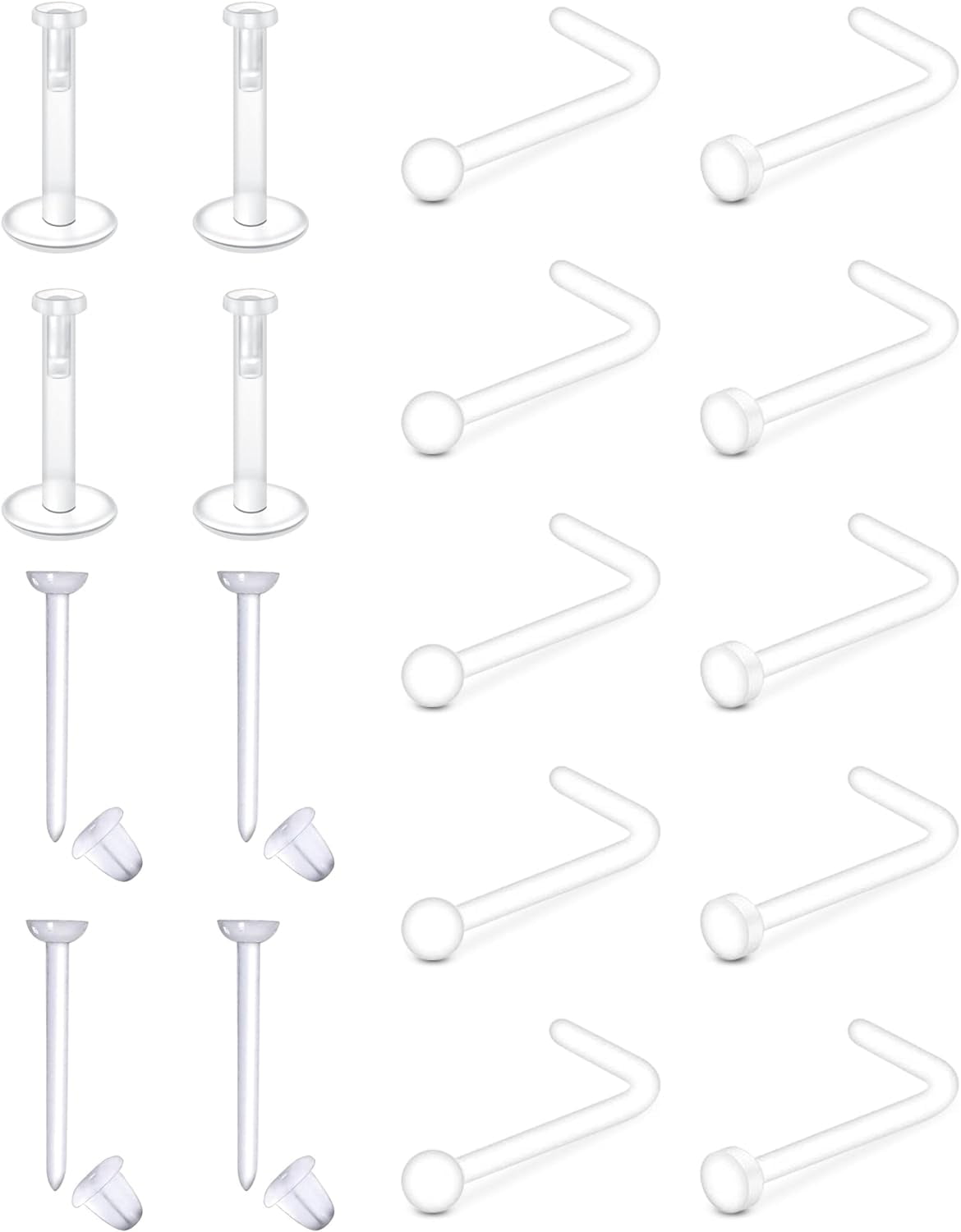 Clear Nose Studs Clear Nose Rings for Work Clear Nose Piercing Plastics ...