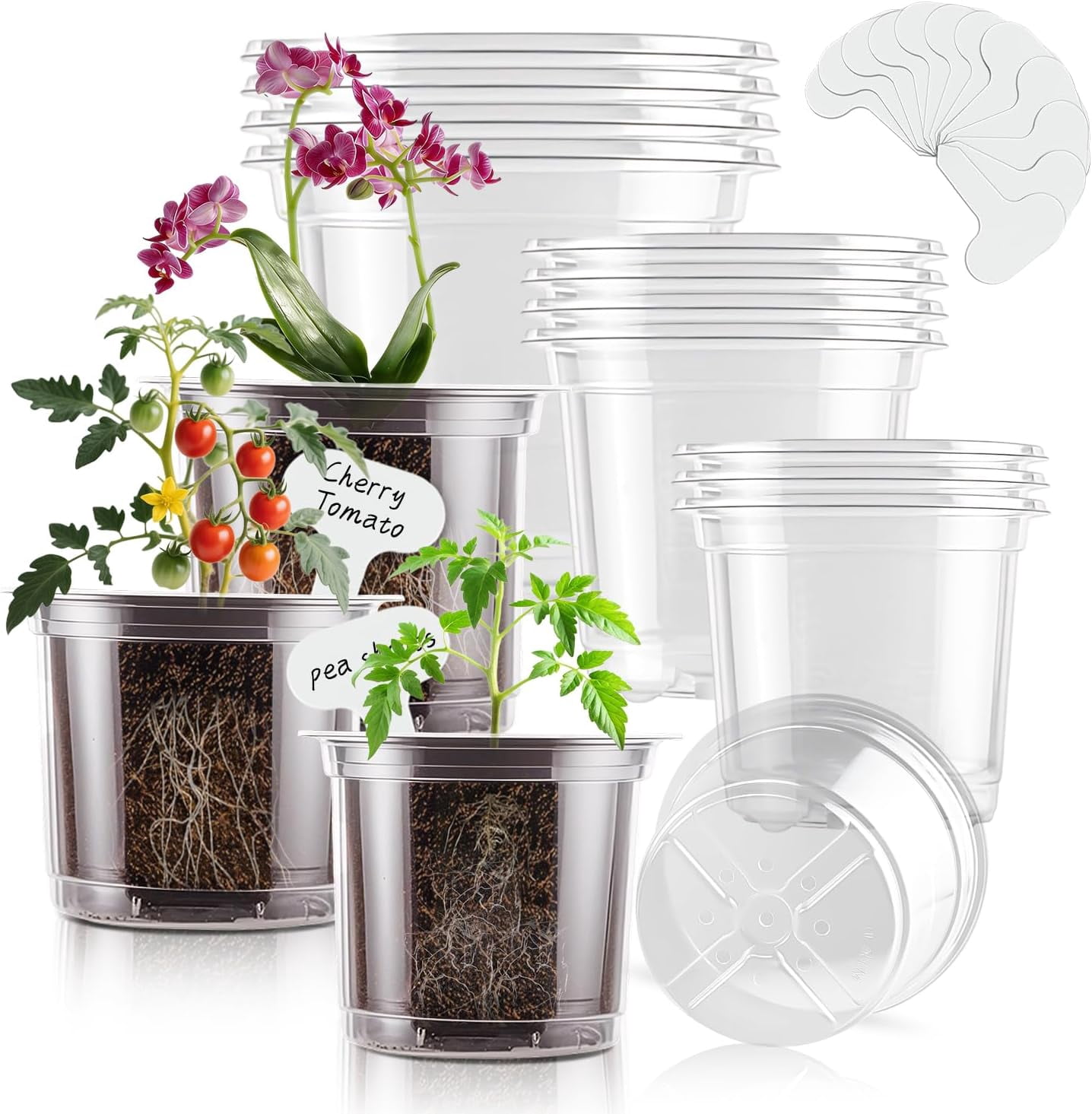 Clear Nursery Pots 5/4/3.5 Inch Plastic Seed Starter Plant Flower Pot ...