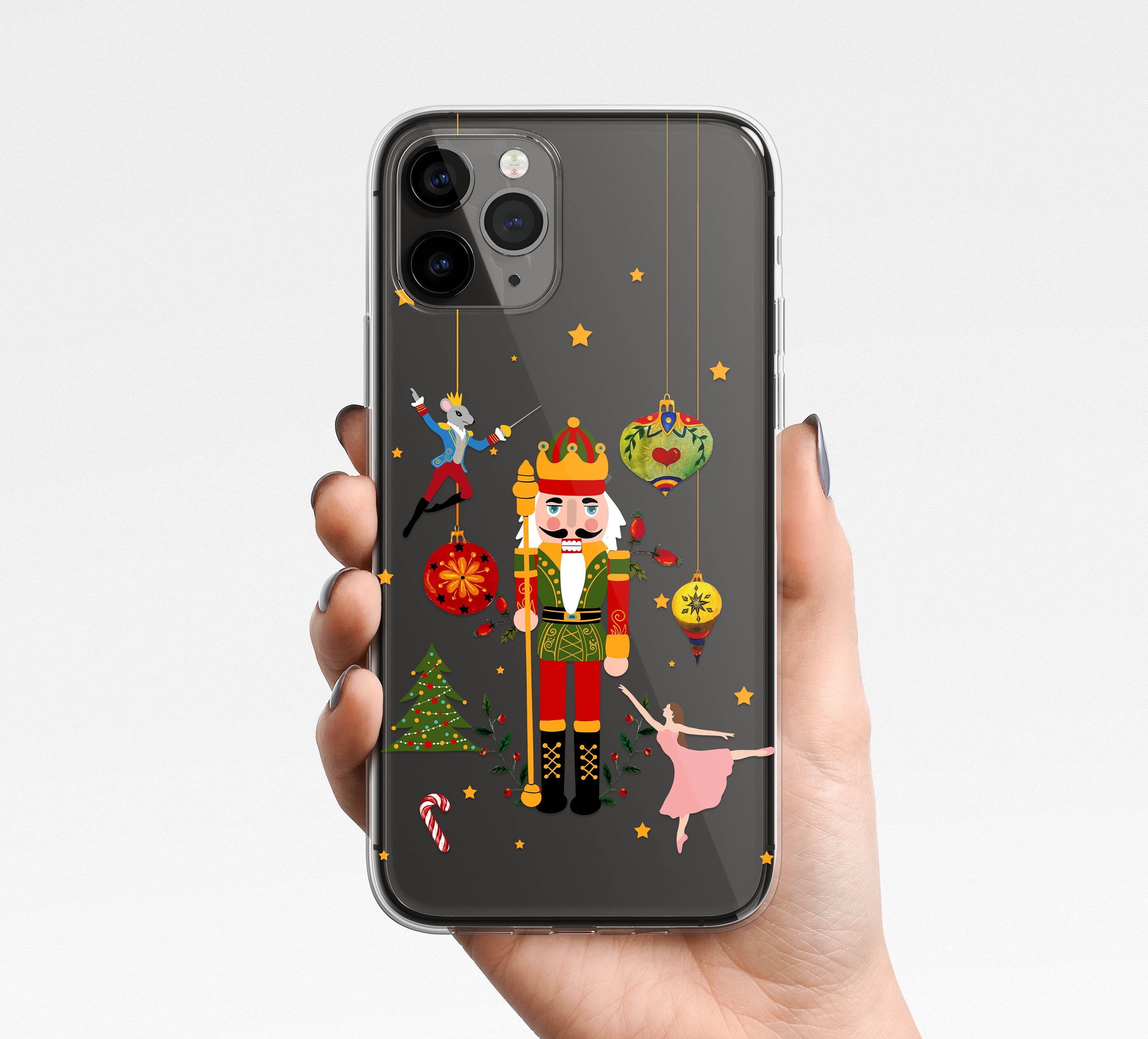 Clear Nutcracker Ballet Holiday Phone Case with iPhone 17 to 11 Pro Max ...