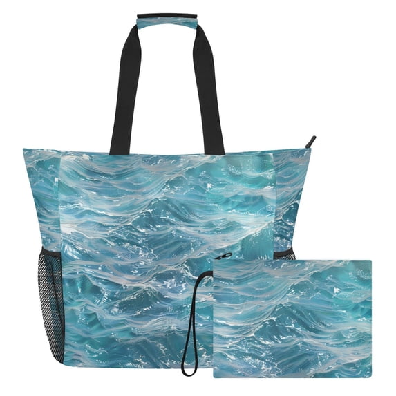 Clear Ocean Wave Beach Bag Travel Tote Bag Reusable Shopping Bag Gym ...