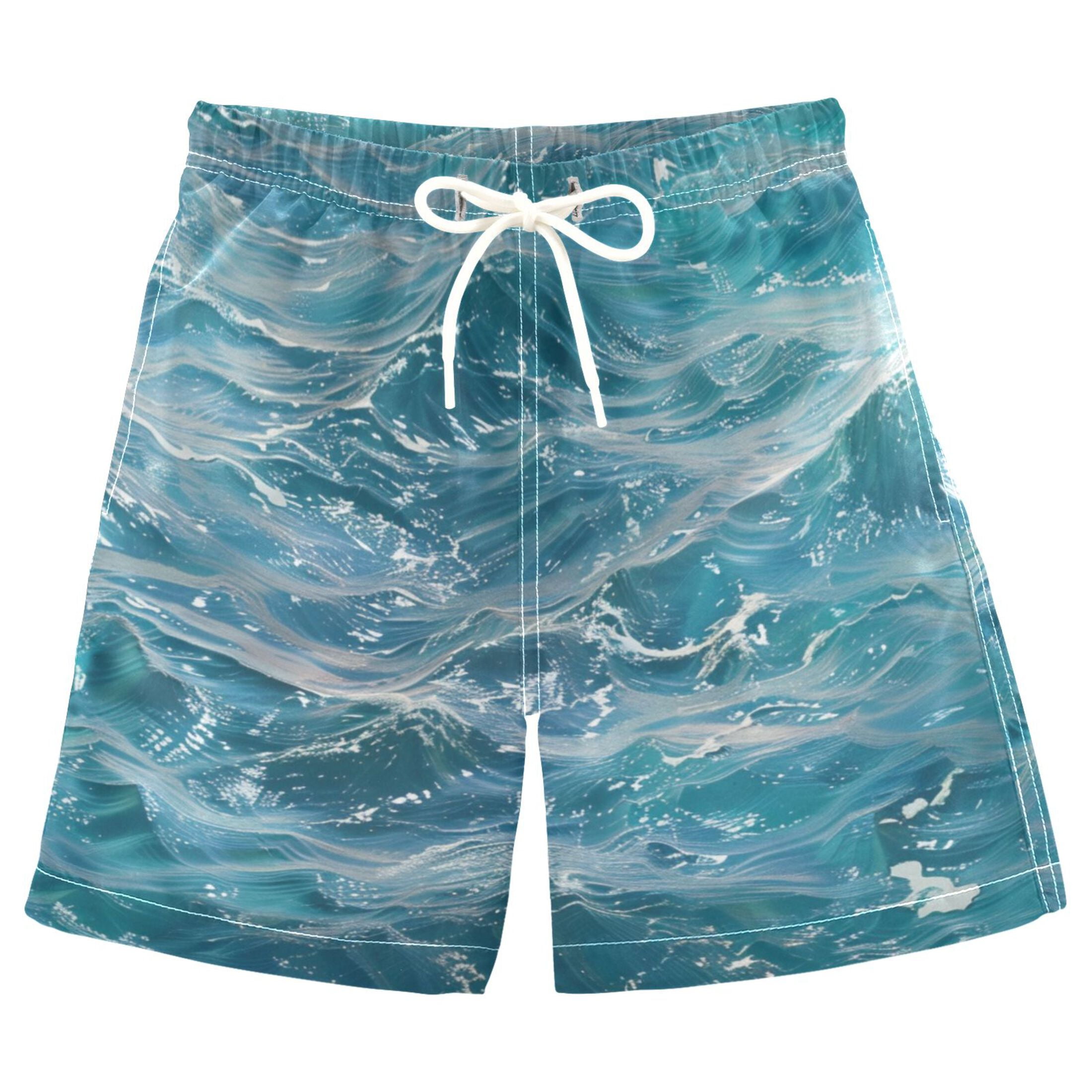 Clear Ocean Wave Boys' Beach Pants Board Shorts Swim Trunks Bathing ...