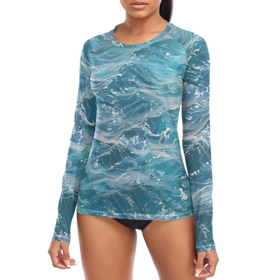 Clear Ocean Wave Women's Rash Guard Shirts UPF 50+ Sun Protection ...