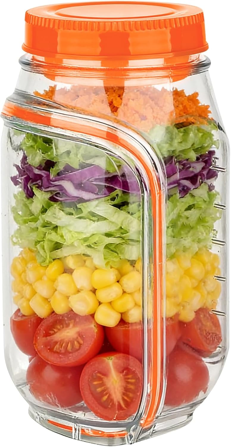 Clear, Orange BPA-Free Plastic Vertical Layering Salad Food Storage ...