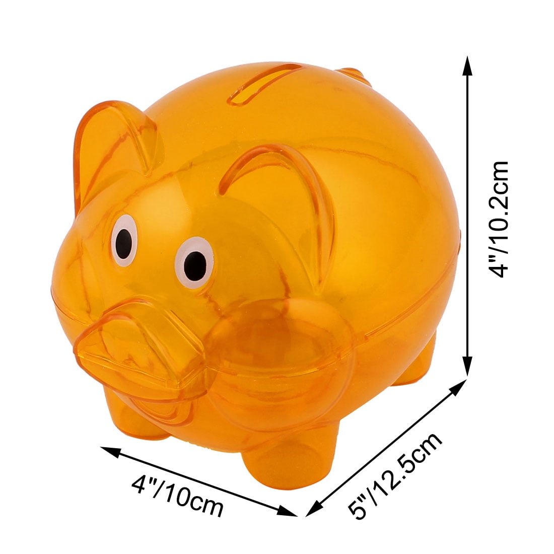 Clear Orange Plastic Piggy Bank Coin Money Cash Saver Collectible ...