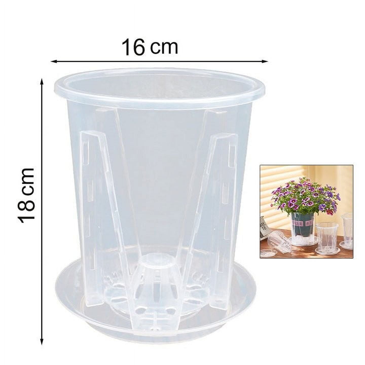 Clear Orchid Pots with Holes and Saucers - 5 Pack Plastic Flower Plant ...