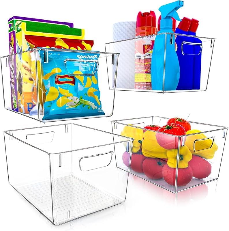 Clear Organizer or Storage Bins - 6 Pack Pantry Organizers and Storage ...