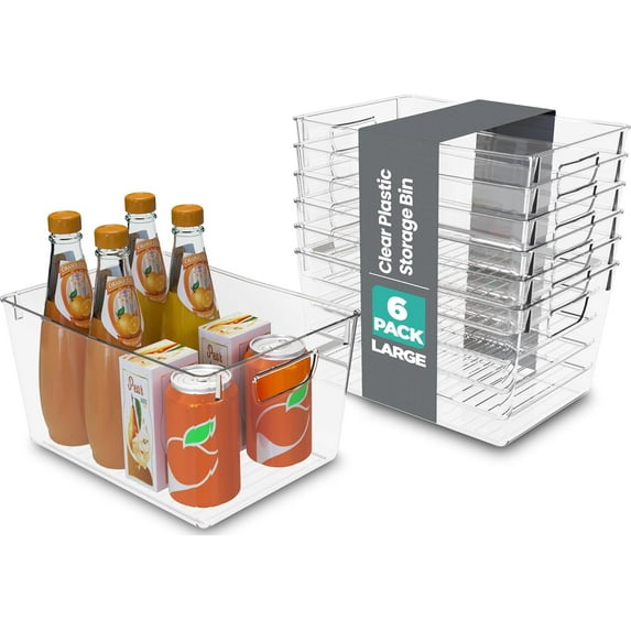 Clear Organizer or Storage Bins - 6 Pack Pantry Organizers and Storage ...