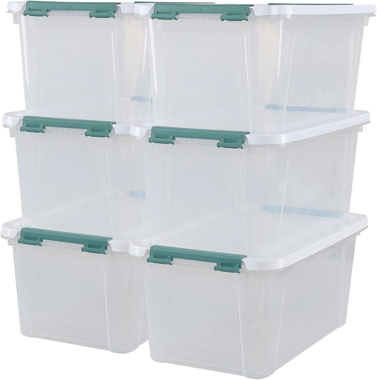 Clear Organizing Container with Lid, Plastic Latching Box with Handles ...