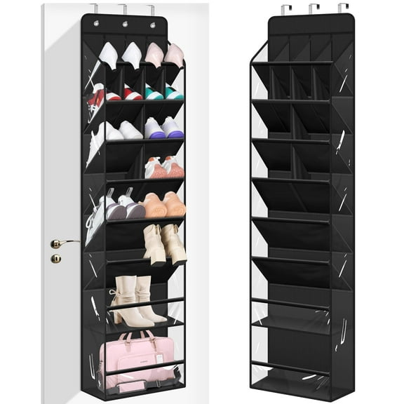 10 Tier Clear Over the Door Shoe Organizer Storage, Deep Pockets Large ...