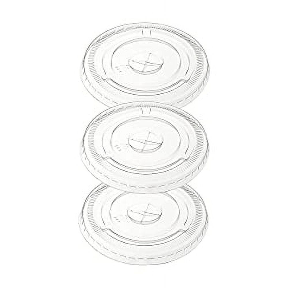 Clear PET Flat Straw Slot Lid, 107mm Diameter, (Case of 500 Count ...