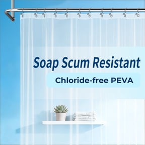Mrs Awesome Waterproof PEVA Shower Curtain 72 x 72, Clear with Magnets ...