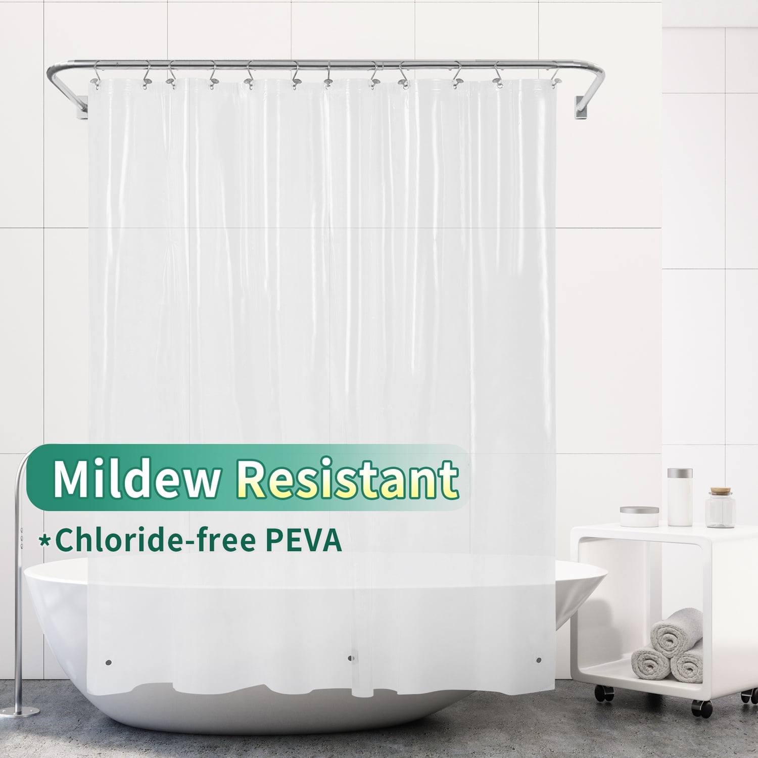"Walmart Clear Heavy Duty PEVA Shower Curtain Liner with Rustproof ...