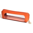 Clear PU Leather Pencil Pouch, Transparent Faux Leather Pen Case, Large ...