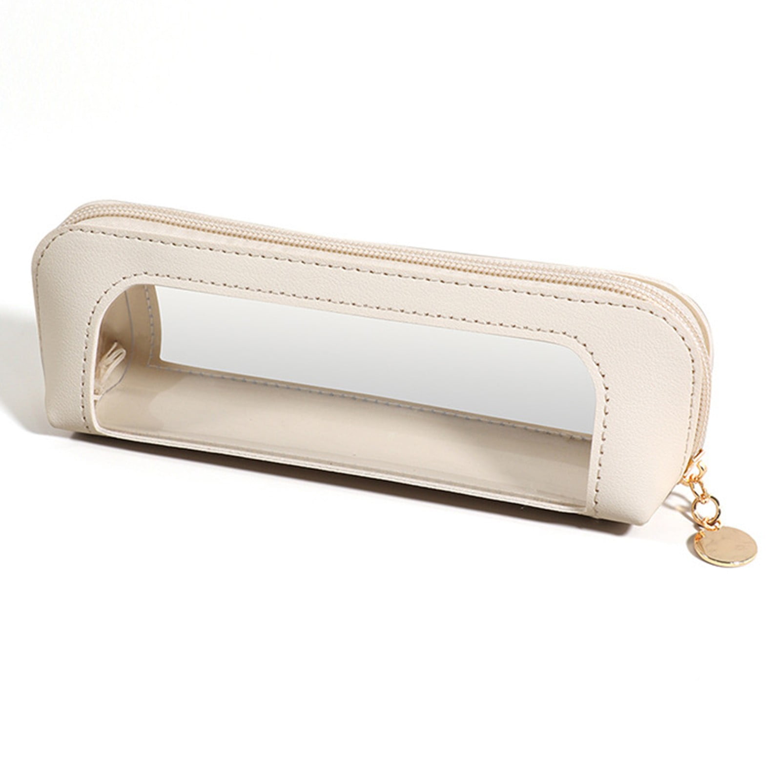 Clear PU Leather Pencil Pouch, Transparent Faux Leather Pen Case, Large ...