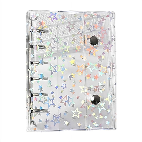 Clear PVC 6-Ring Binder Refillable Notebook Protector Laser Star ...