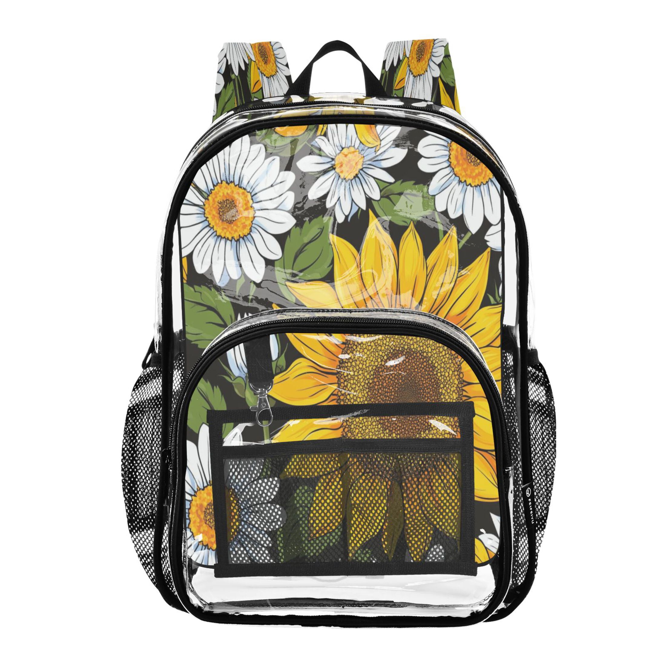 Clear PVC Backpack 12L Transparent Shoulder Bag with Mesh Pockets ...