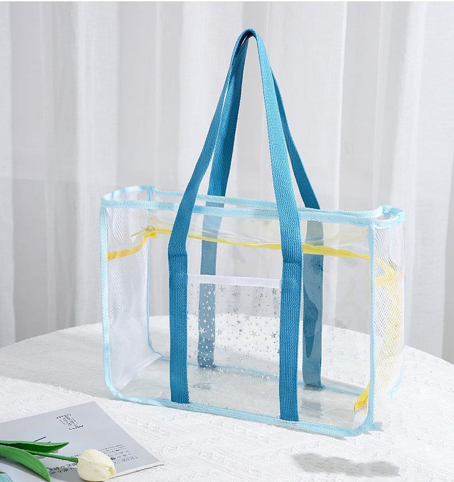 Clear PVC Beach Bag for Women | Large Transparent Travel Tote ...