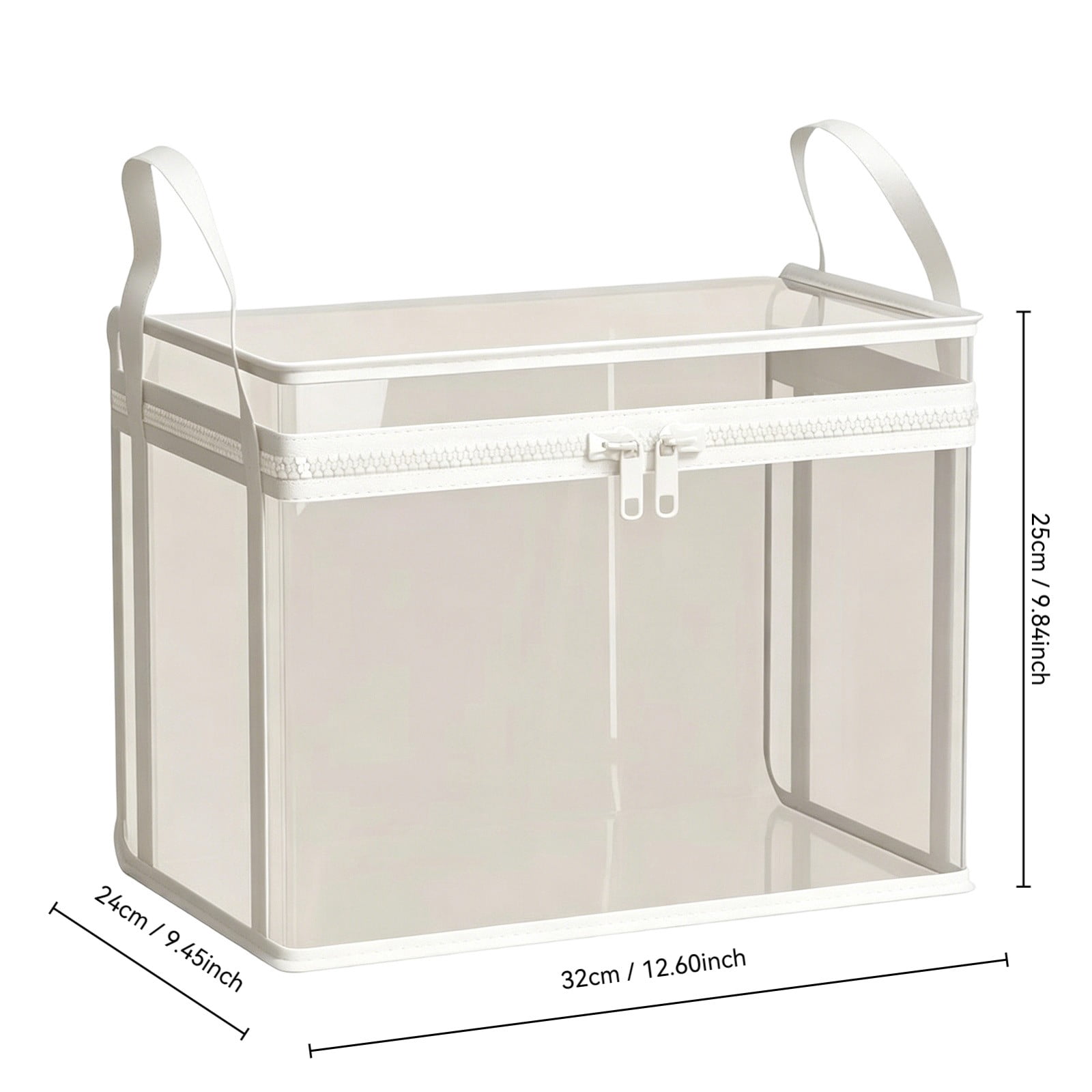 Clear PVC Book Storage Bag, Foldable Clothing Organizer Bin with Zipper ...