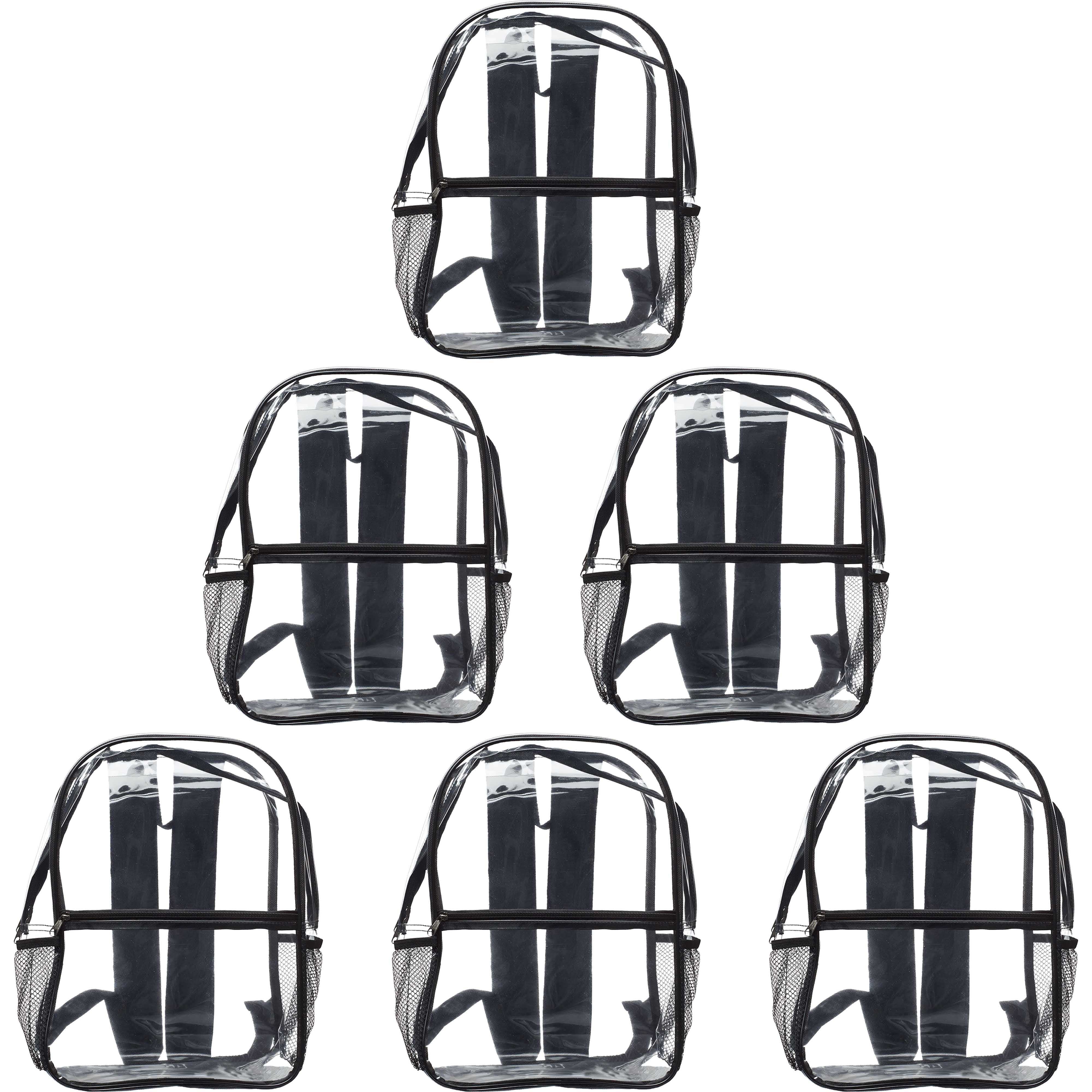 Clear PVC Plastic Backpacks Set of 6, Bulk Pack - Water Resistant ...