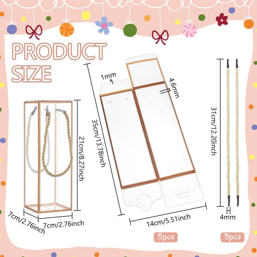 Clear PVC Plastic Favor Box, Rectangle Candy Box with Golden Borders ...