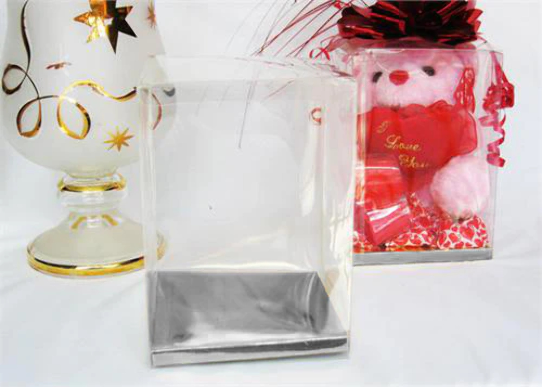 Clear PVC Plastic Favor Box with Silver Card Bottom 5x5x7 Inch 12 PCS ...