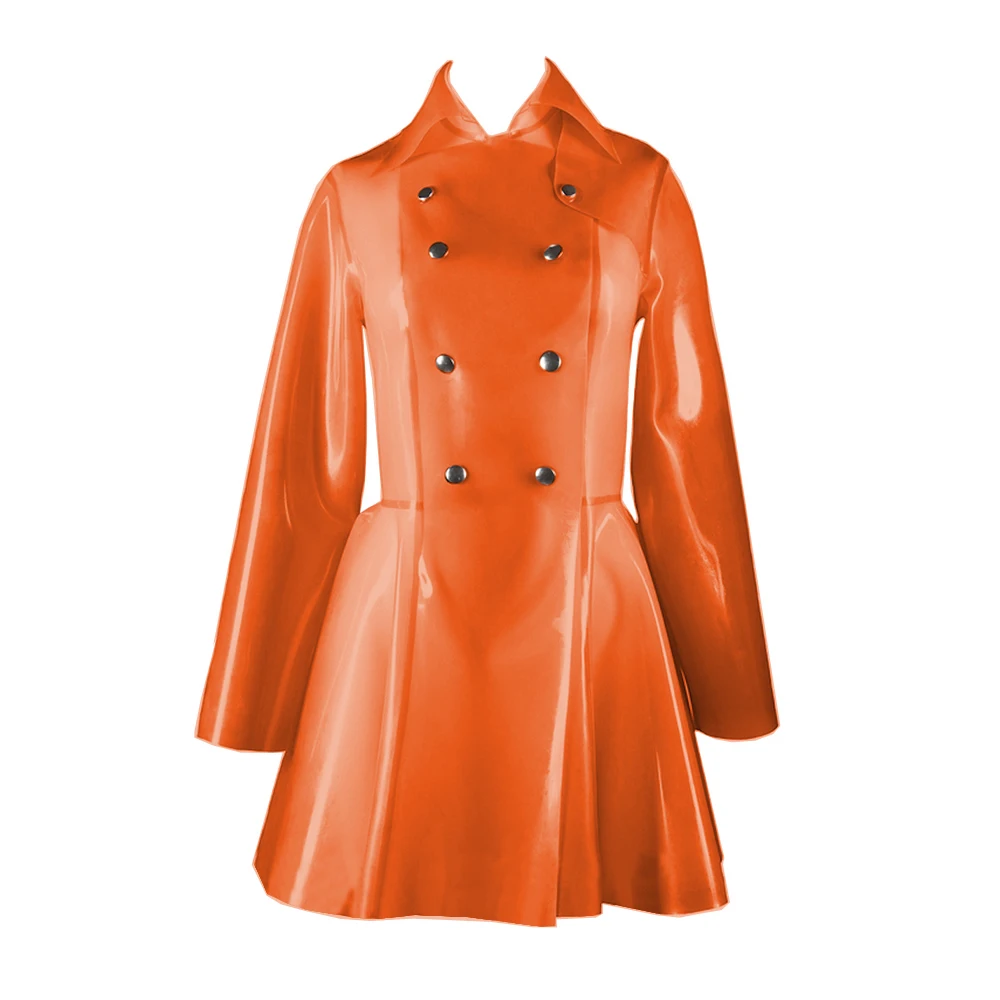 Clear PVC Plastic Trench Long Sleeve See-through Perspective Turn-down ...